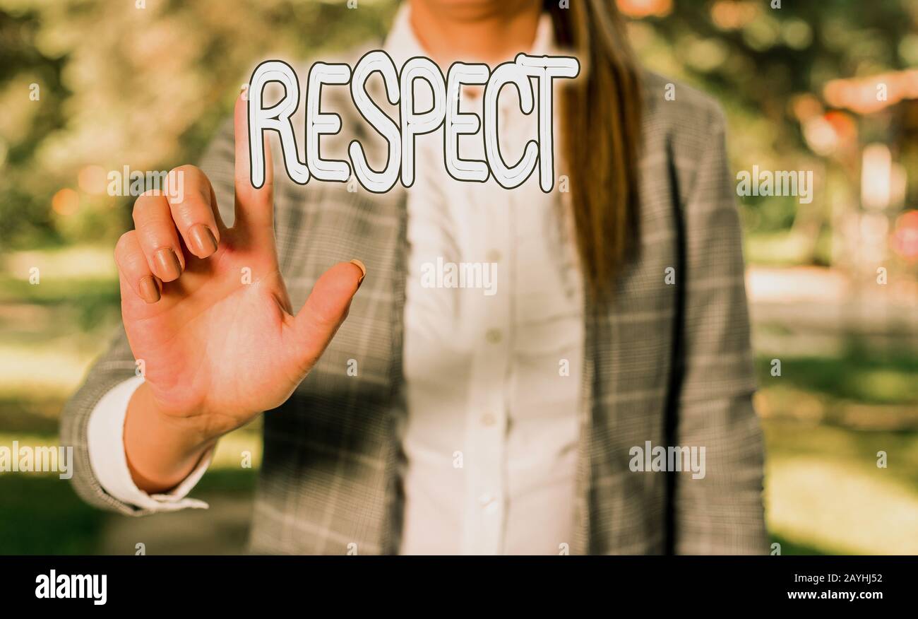 Word writing text Respect. Business photo showcasing Feeling of deep ...