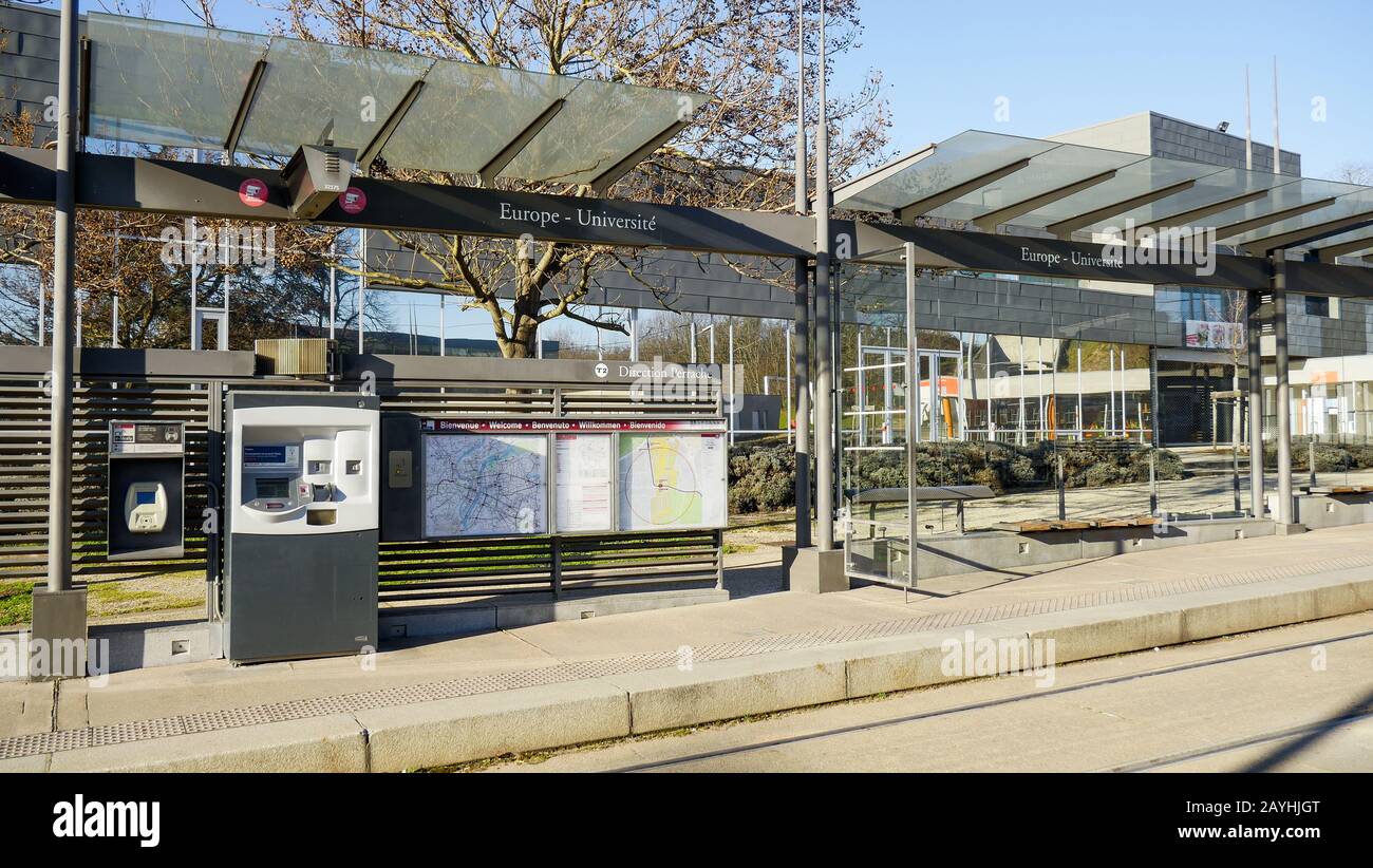 T2 Tramway station, Campus of Lyon 2 Lumiere University, Bron, France ...