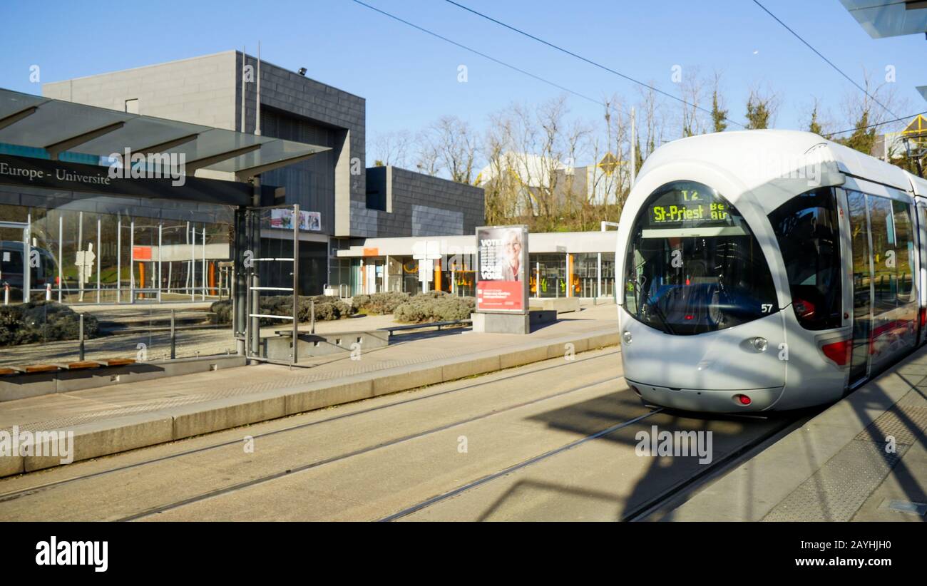 T2 Tramway station, Campus of Lyon 2 Lumiere University, Bron, France ...