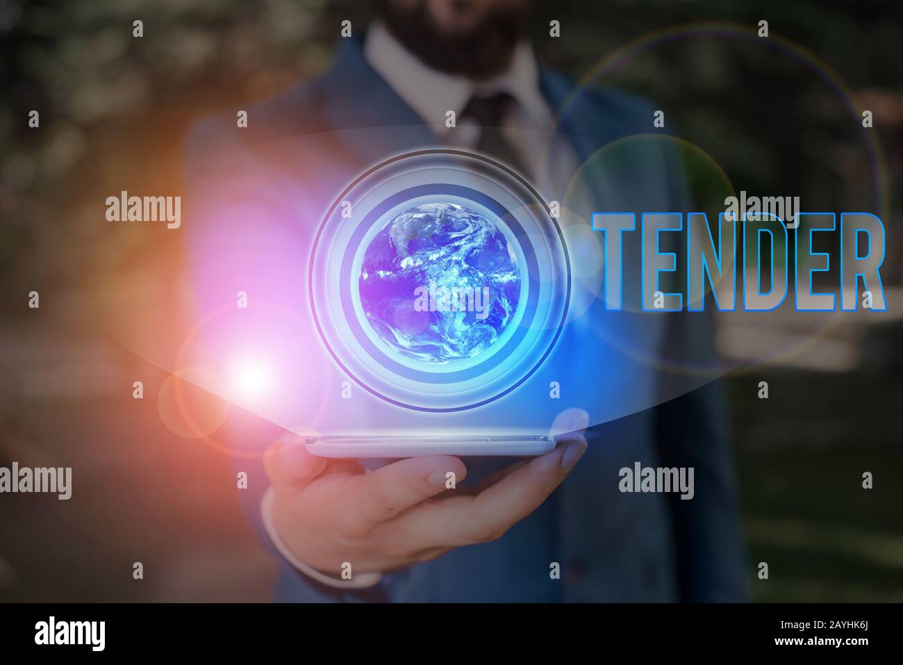 Conceptual hand writing showing Tender. Concept meaning showing ...