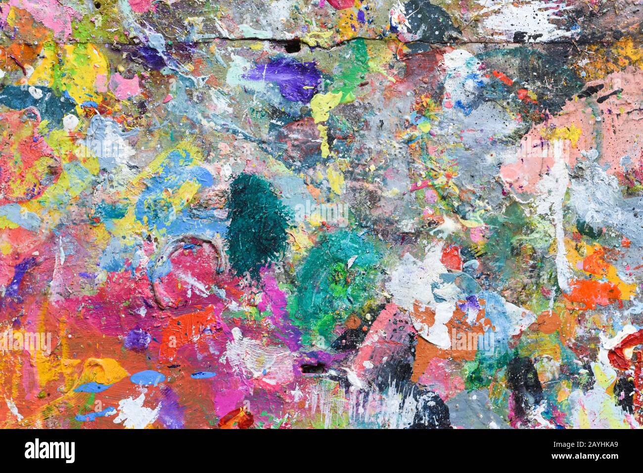 Art paint background of bright multi coloured and textured painted ...