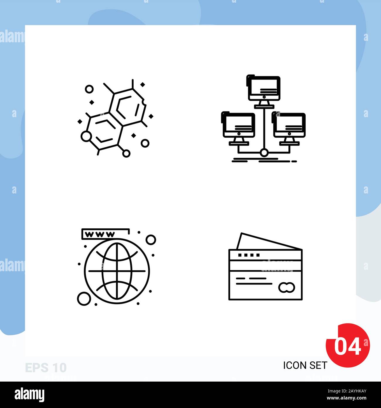 Modern Pack of 4 Icons. Line Outline Symbols isolated on White ...