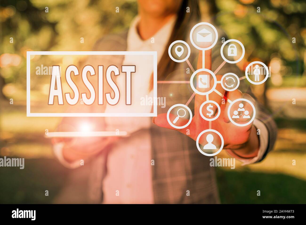 Text sign showing Assist. Business photo showcasing help them to do a ...