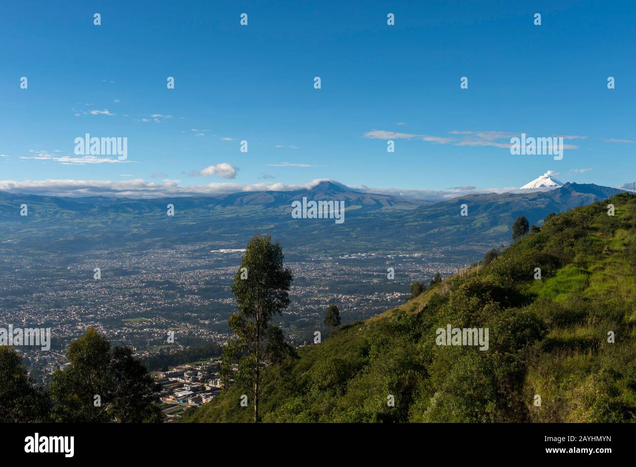 View of Cotopaxi volcano, an active stratovolcano in the Andes ...