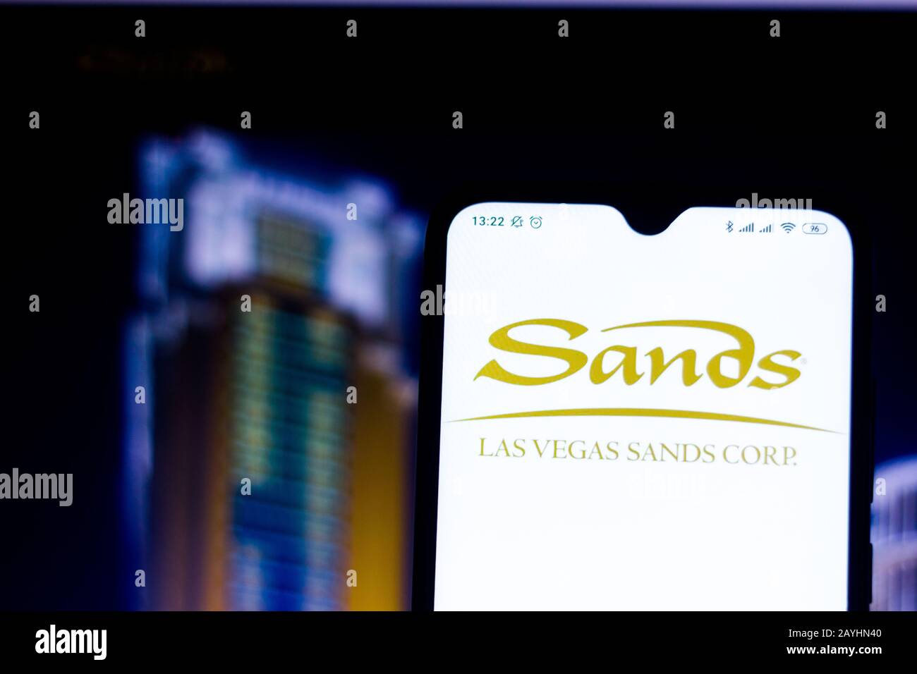 In this photo illustration the Las Vegas Sands Corp website seen ...