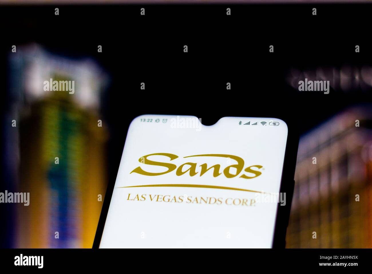 In this photo illustration the Las Vegas Sands Corp website seen ...
