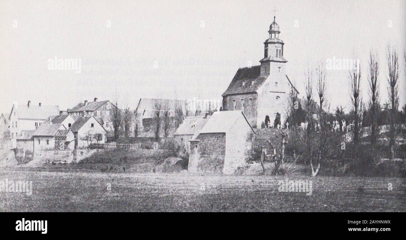 Frankfurt-Eschersheim Blick auf die ev. Kirche um 1890 Stock Photo - Alamy