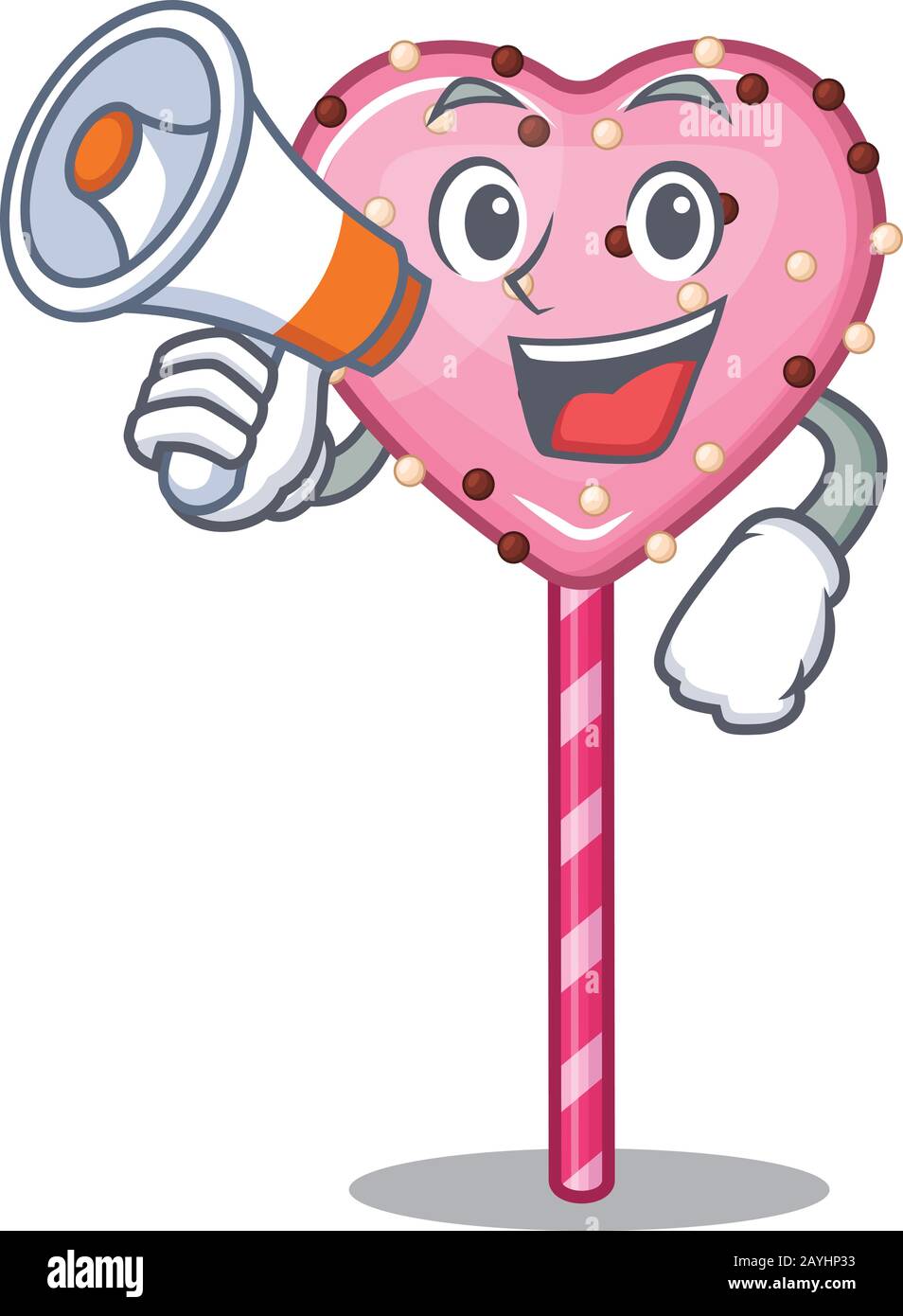 A mascot of candy heart lollipop speaking on a megaphone Stock Vector ...