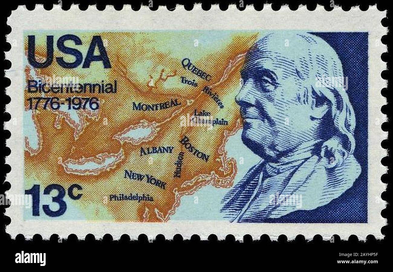 Franklin 1776 Bicentennial 13c 1976 issue Stock Photo - Alamy