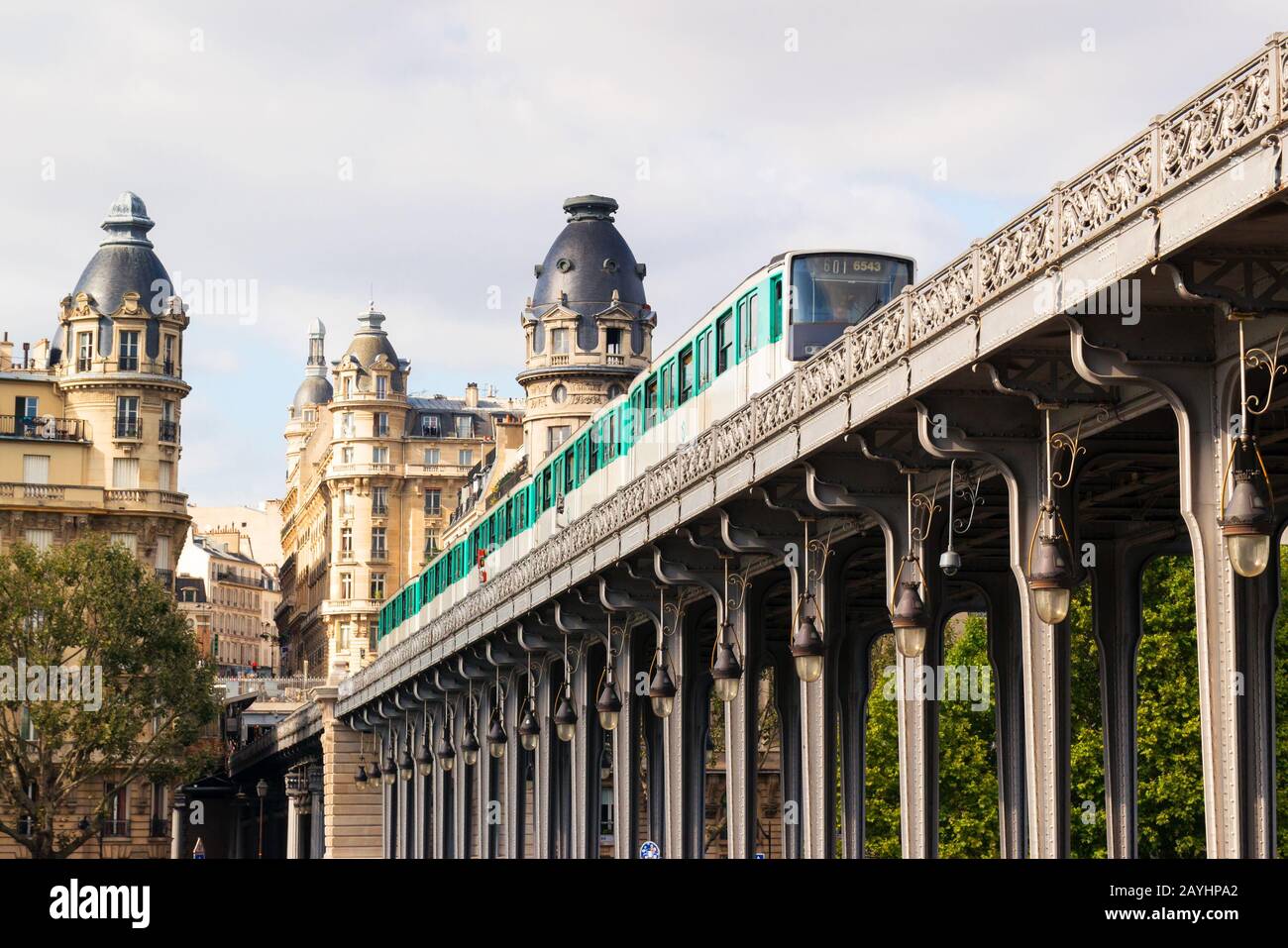 Metro runs high between buildings in Paris, France Stock Photo - Alamy