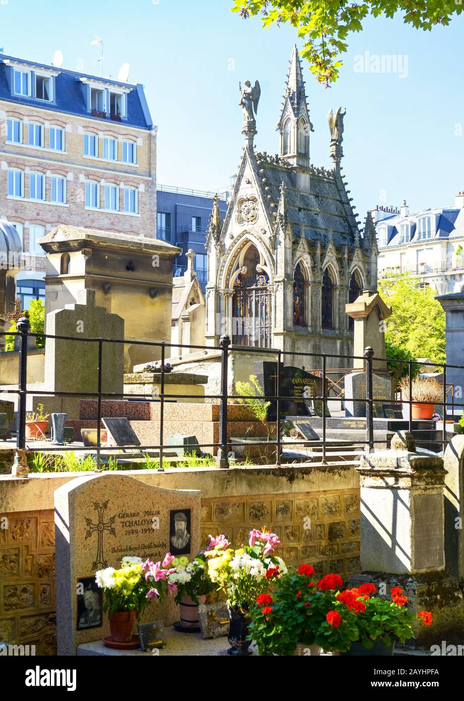 Beautiful tomb in the Montmartre Cemetery in Paris, France Stock Photo ...