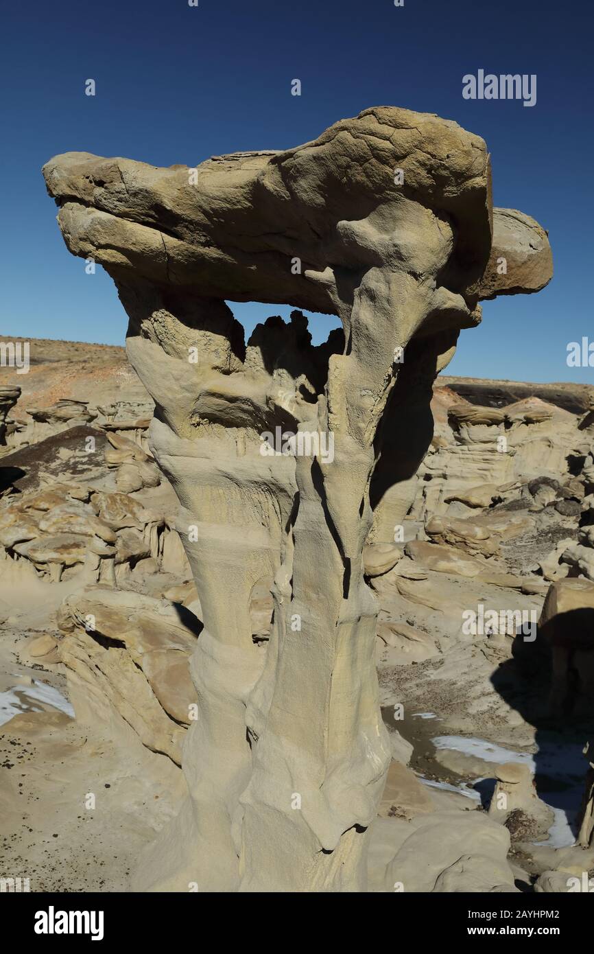 Strange Rock Formation in Bisti Badlands (Alien Throne) New Mexico USA ...