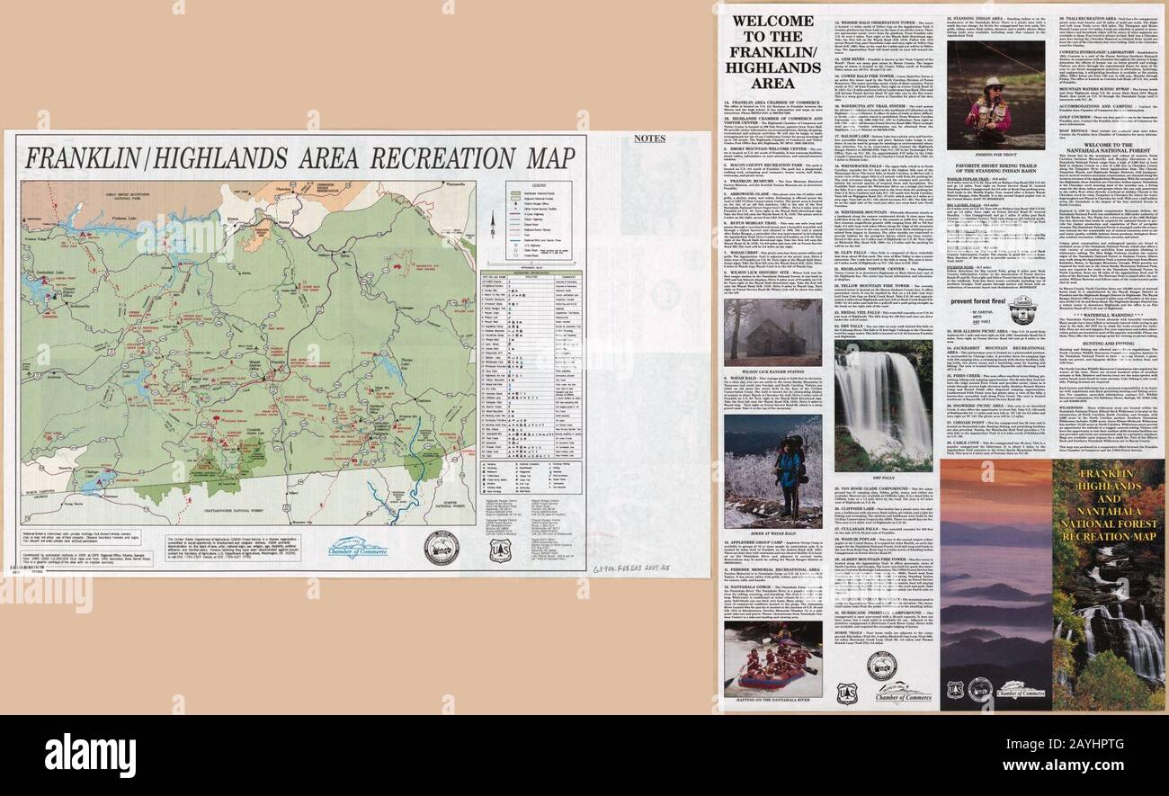 Franklin-Highlands and Nantahala National Forest recreation map Stock ...