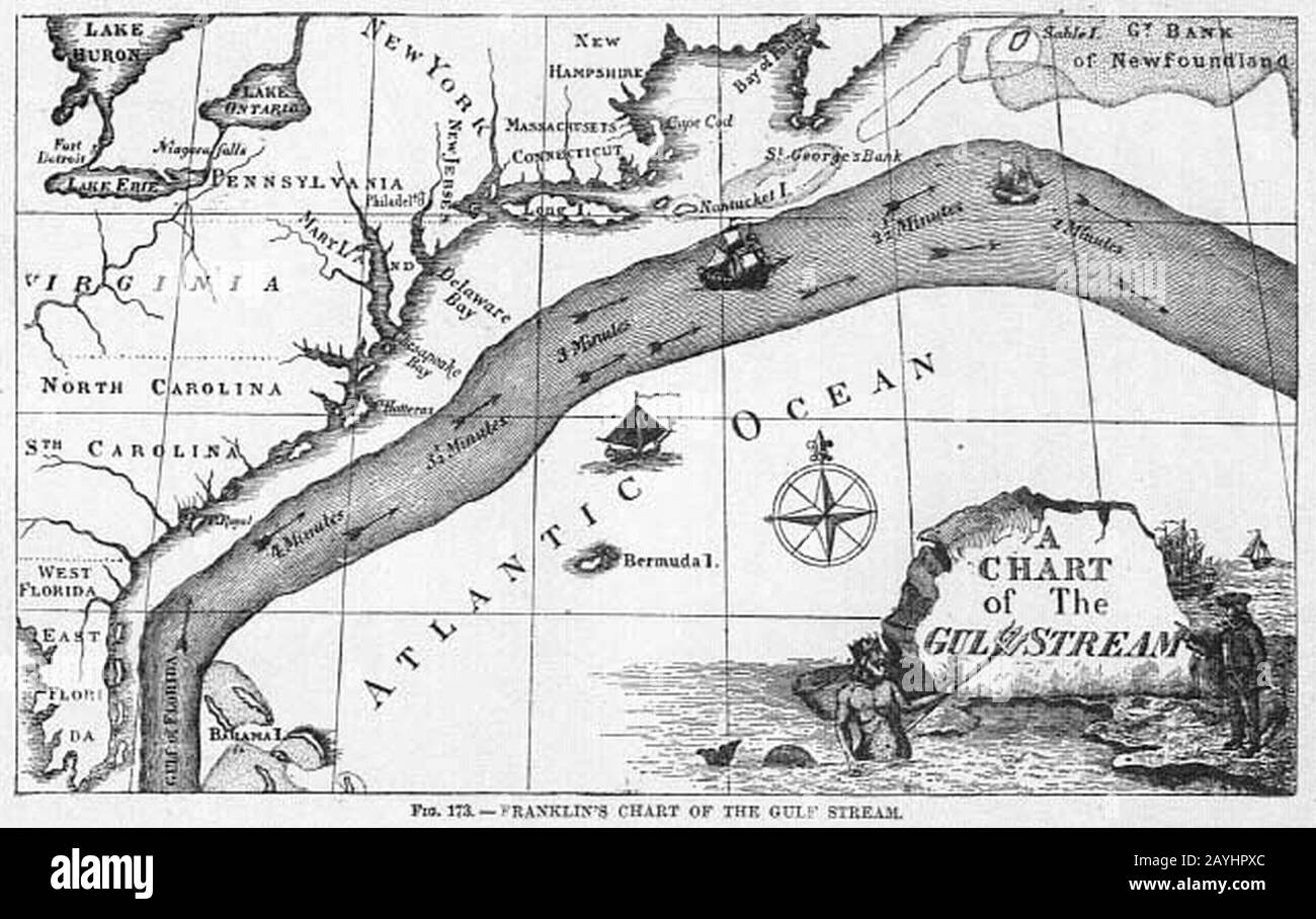 Franklin's chart of the Gulf Stream Stock Photo - Alamy