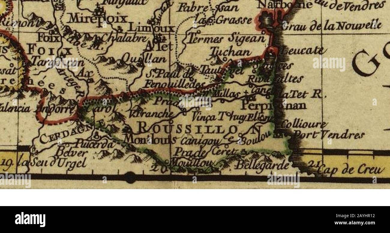 Frankreich 1746 - Karte von Philippe Buache (Ausschnitt Stock Photo - Alamy