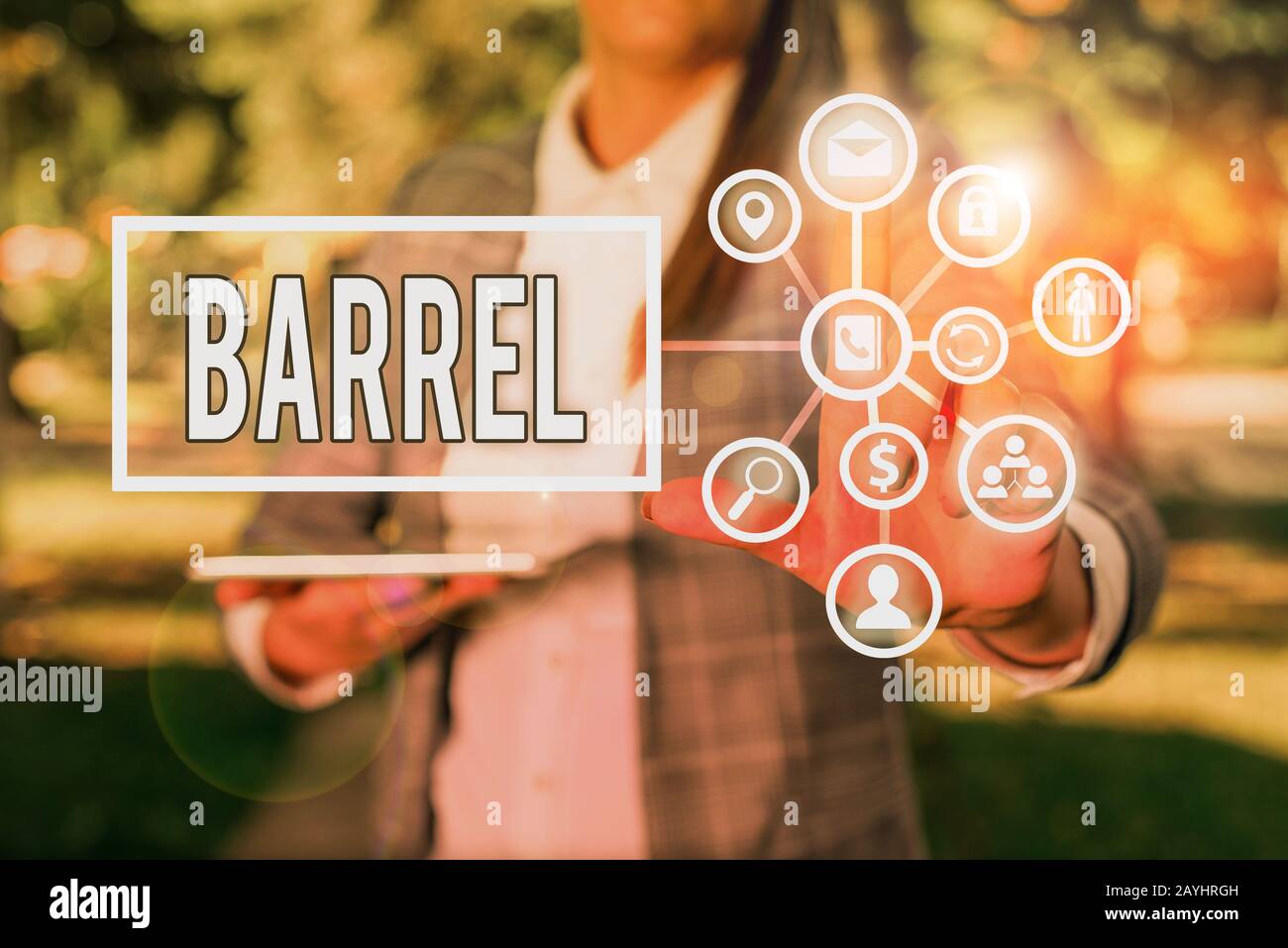 Text sign showing Barrel. Business photo showcasing cylindrical ...