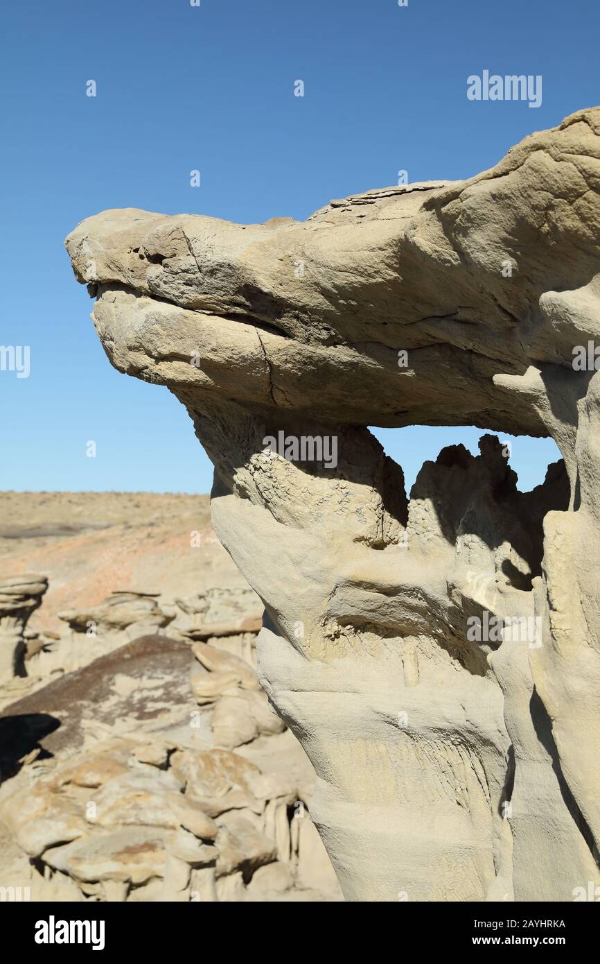 Strange Rock Formation in Bisti Badlands (Alien Throne) New Mexico USA ...