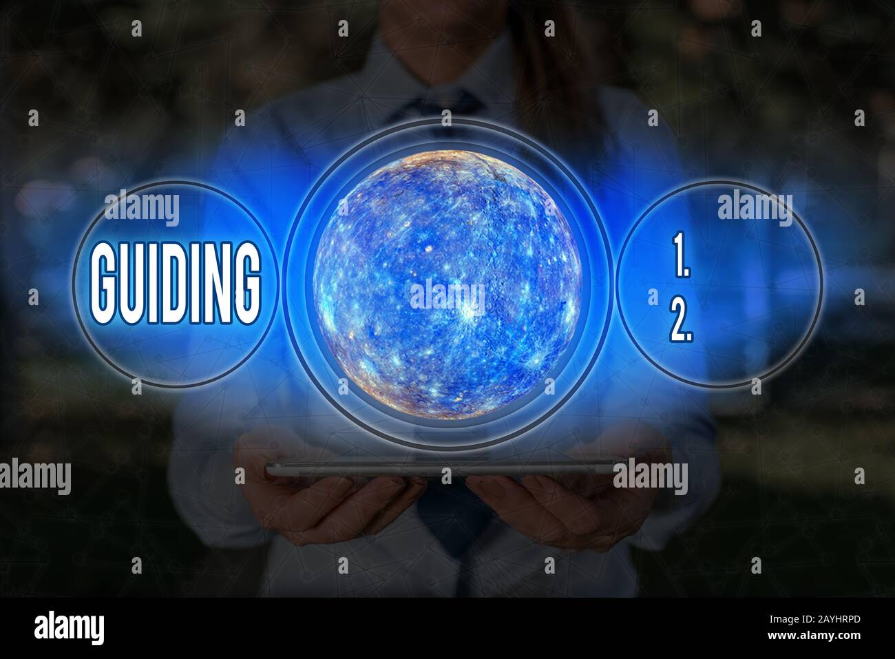 Word writing text Guiding. Business photo showcasing to show someone ...