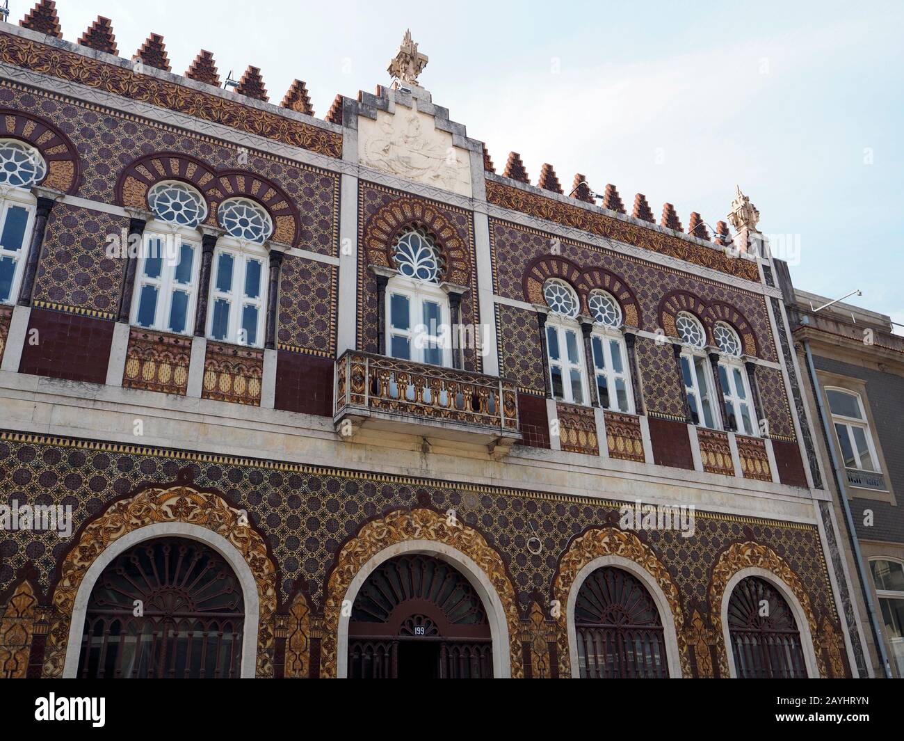 beautiful azulejo tile decorated building in the historic city center ...