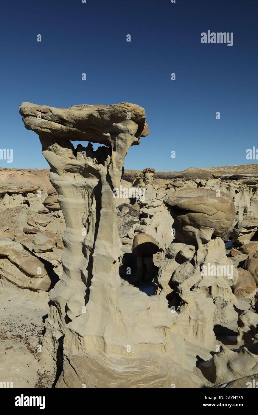 Strange Rock Formation in Bisti Badlands (Alien Throne) New Mexico USA ...