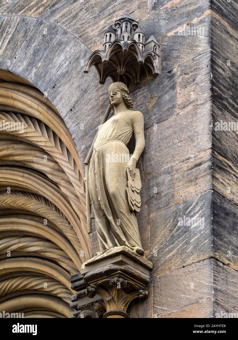 BAMBERG, GERMANY - 07/09/2019: Statue of Synagoga at the Cathedral ...
