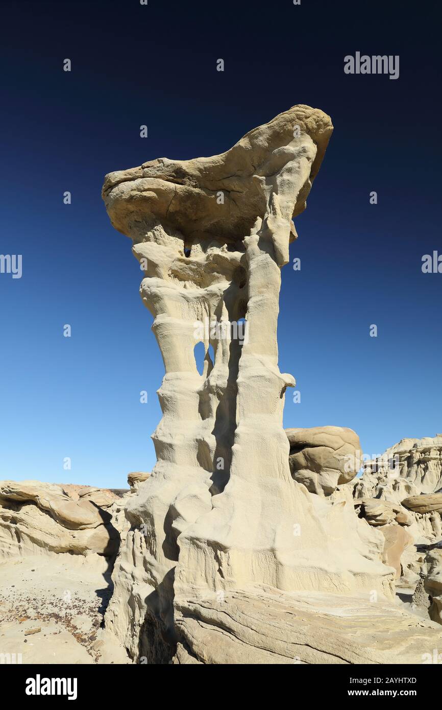 Strange Rock Formation in Bisti Badlands (Alien Throne) New Mexico USA ...