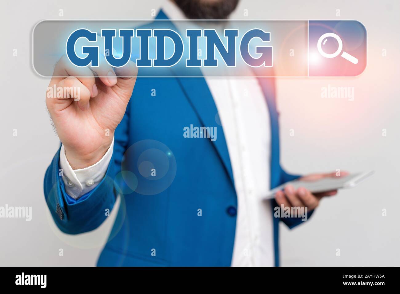 Conceptual hand writing showing Guiding. Concept meaning to show ...