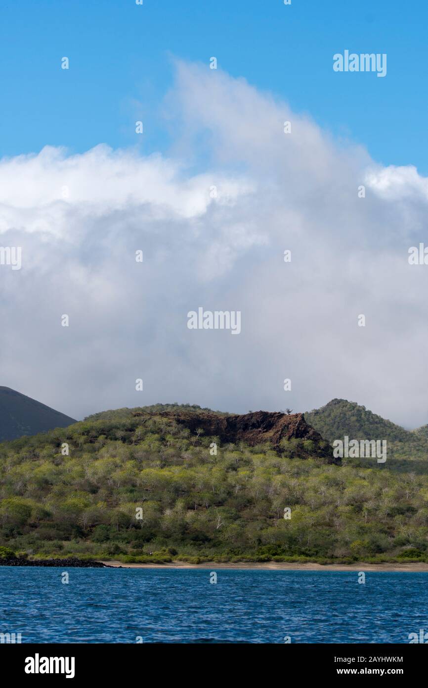 View from see of Floreana Island in the Galapagos National Park ...