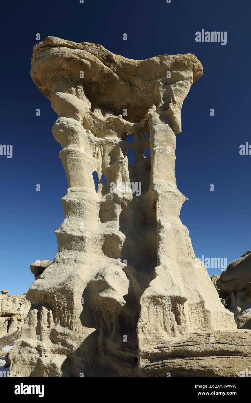 Strange Rock Formation in Bisti Badlands (Alien Throne) New Mexico USA ...