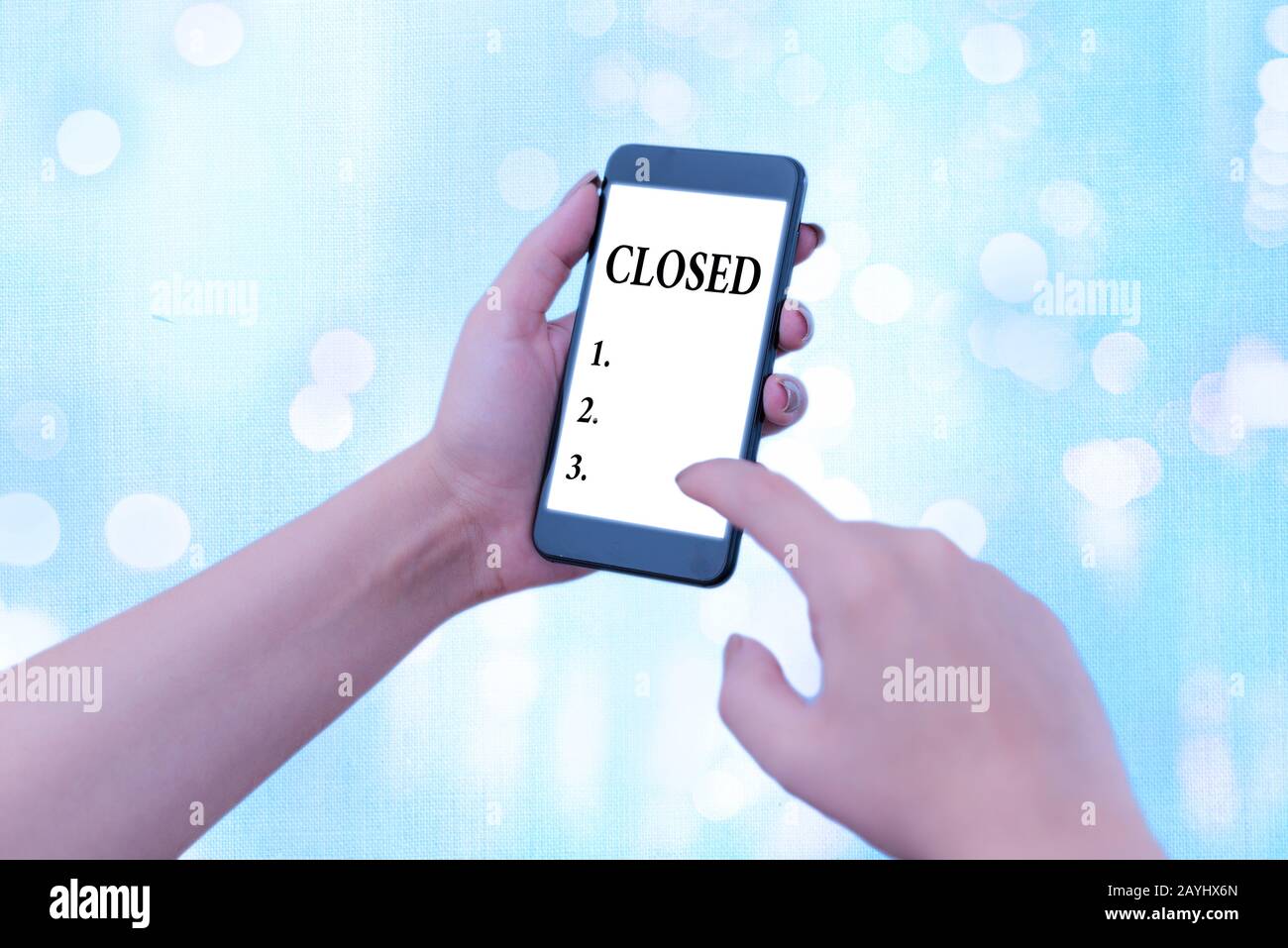 Conceptual hand writing showing Closed. Concept meaning Finished and ...