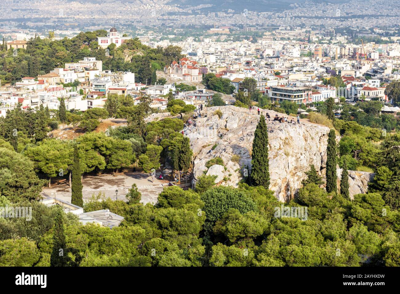 Scenic panoramic view of Athens from the Acropolis slope, Greece ...