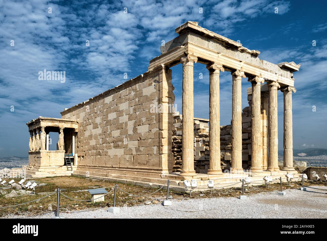 Beautiful view of the Erechtheion with Caryatid Porch on Acropolis ...