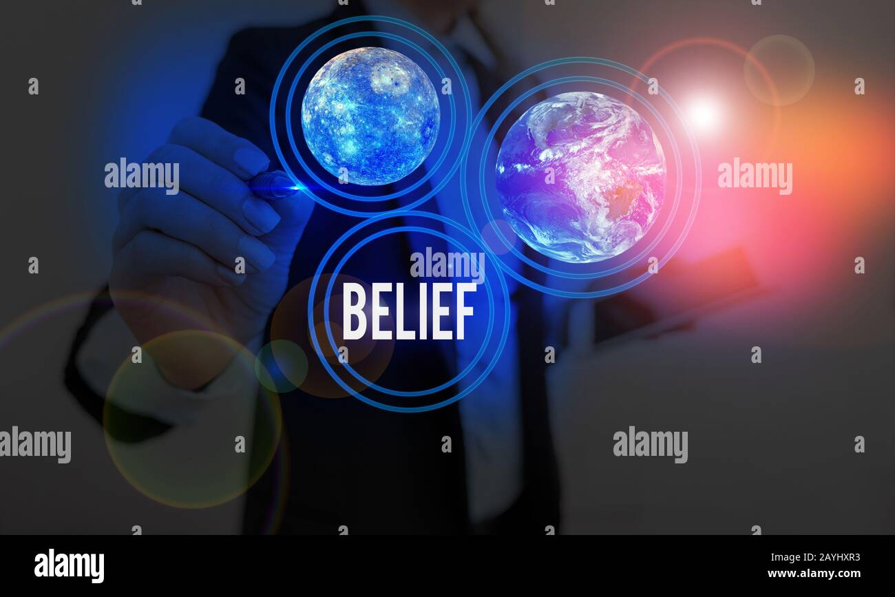 Text sign showing Belief. Business photo showcasing the feeling of ...
