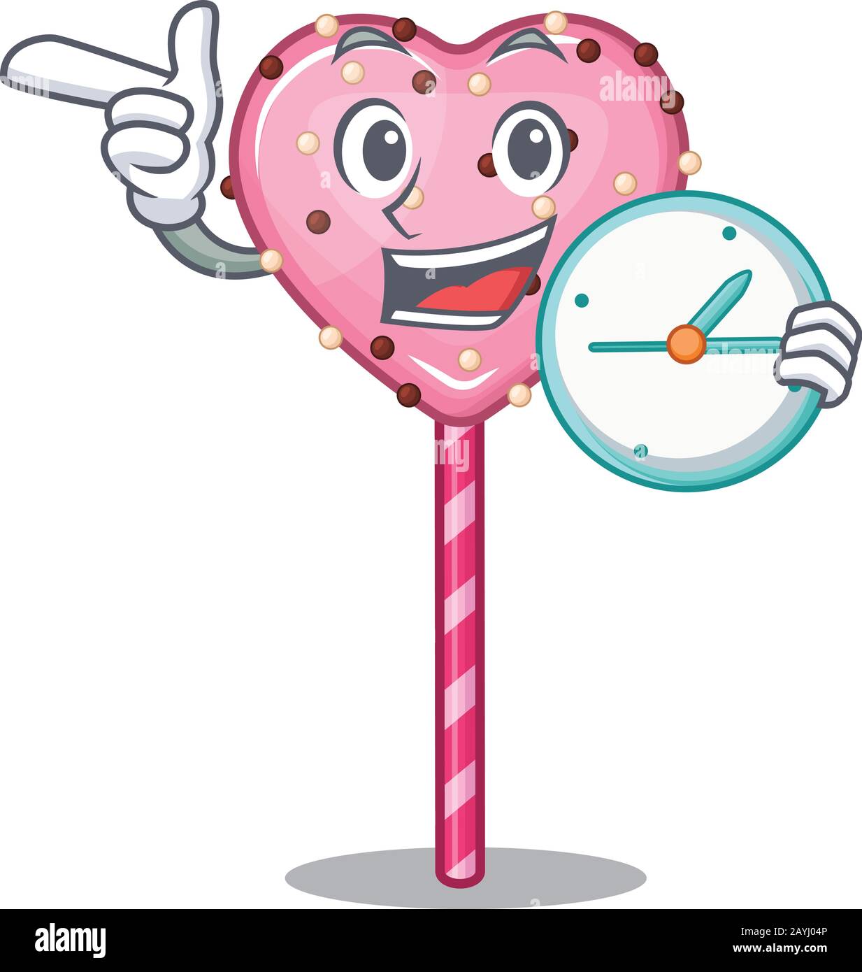 cartoon character concept candy heart lollipop having clock Stock ...