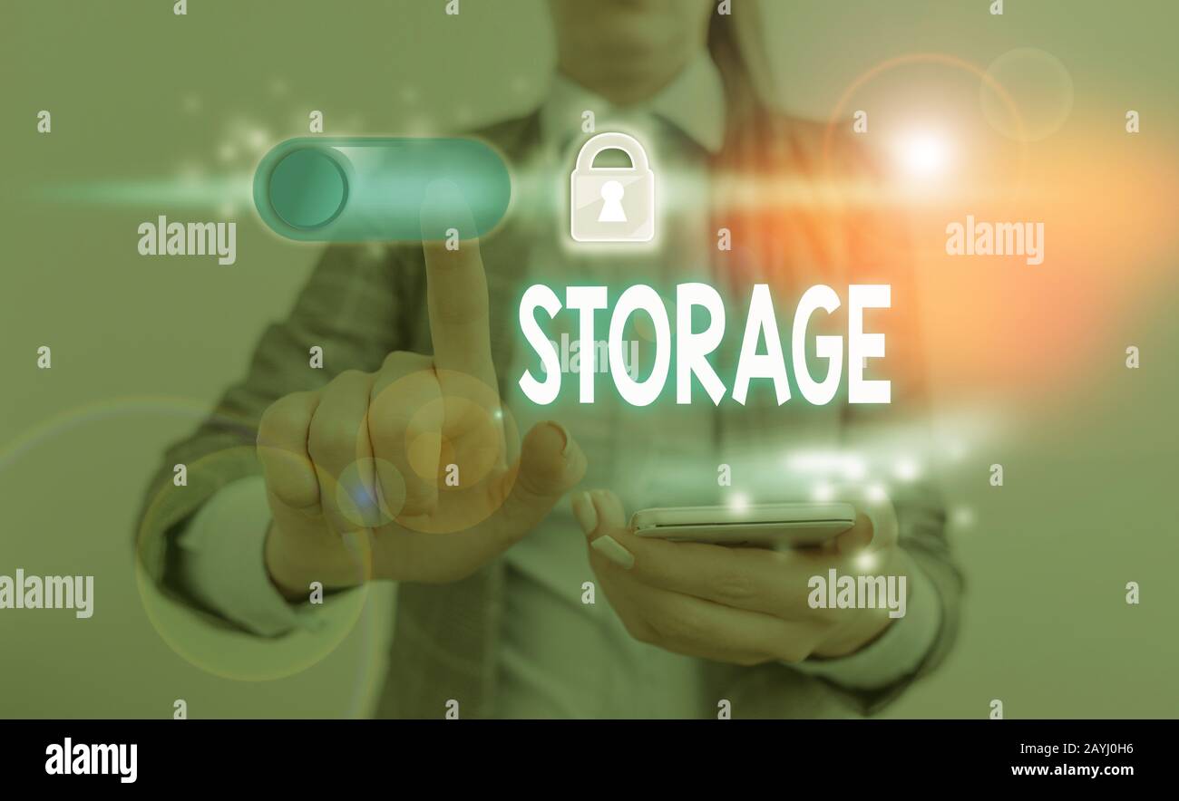 Conceptual hand writing showing Storage. Concept meaning Action of ...