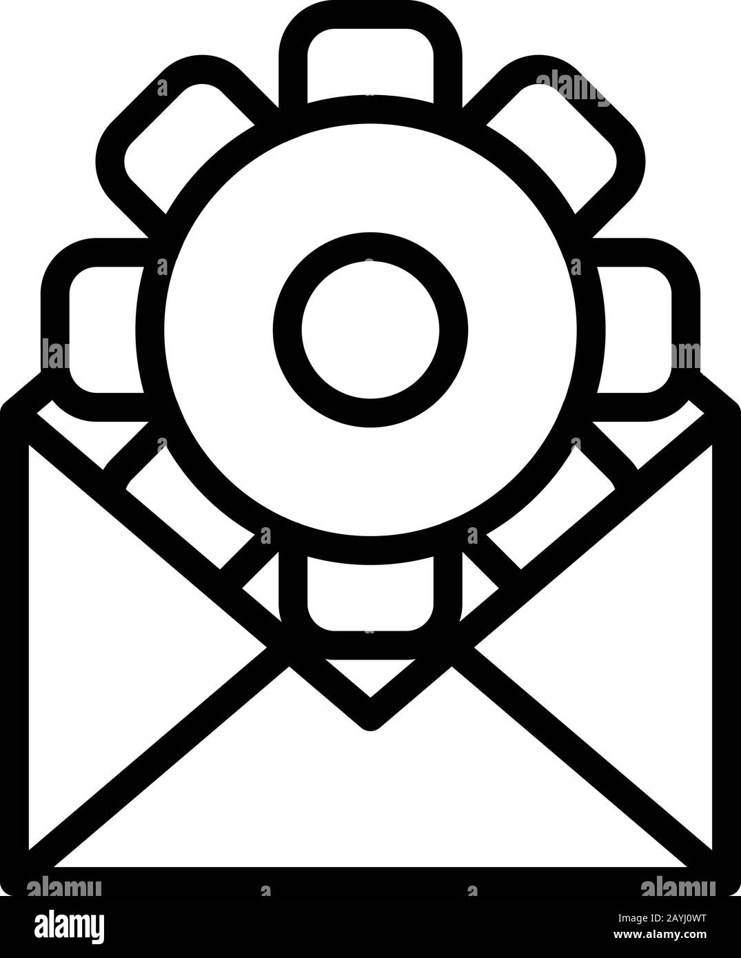 Gear mail wheel icon. Outline gear mail wheel vector icon for web ...