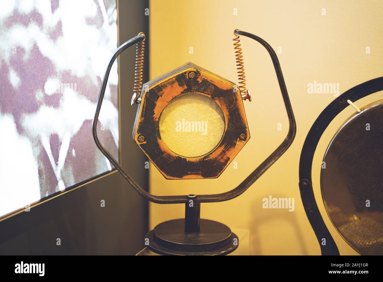 vintage radio microphone with color background Stock Photo - Alamy