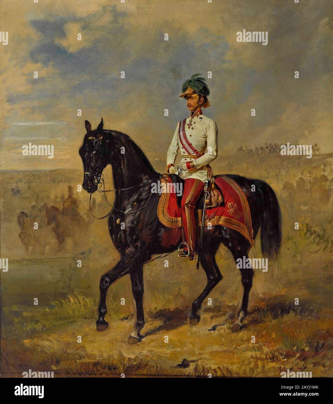 Franz Adam - Kaiser Franz Joseph I. von Österreich zu Pferd Stock Photo ...
