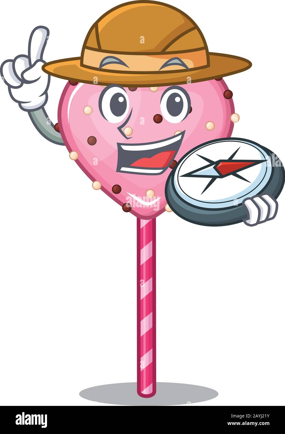 Candy heart lollipop experienced Explorer using a compass Stock Vector ...