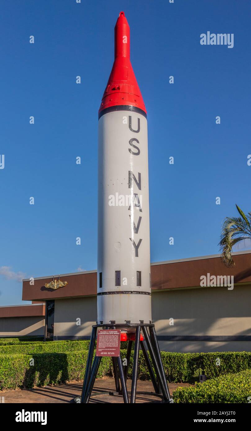 Oahu, Hawaii, USA. - January 10, 2012: Pearl Harbor. Red tipped gray US ...