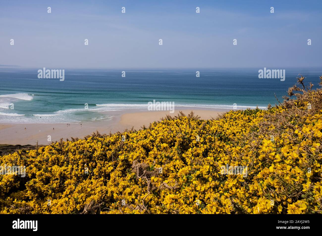 cliff top view in Cornwall Stock Photo - Alamy