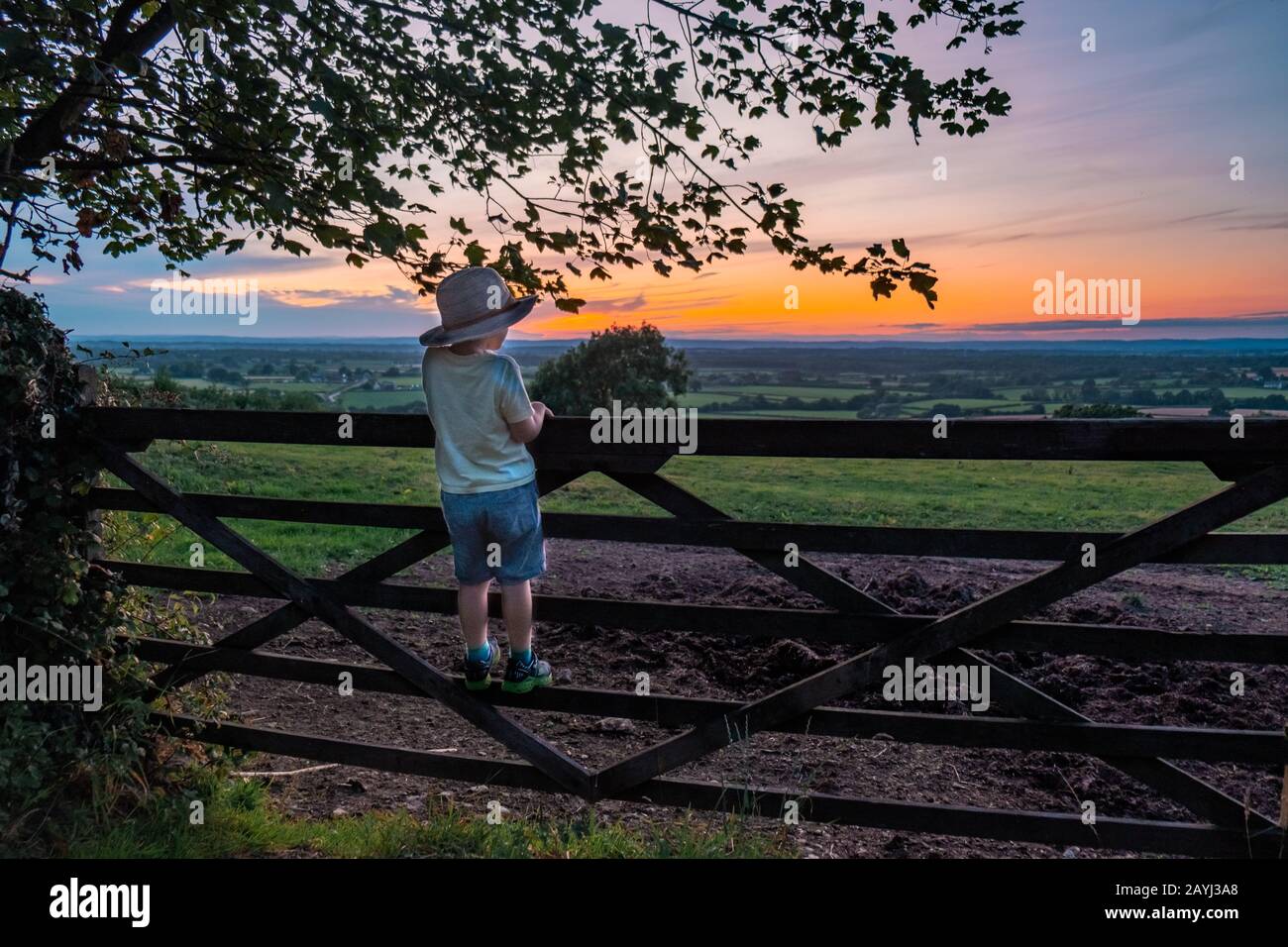 Boy on gate hi-res stock photography and images - Alamy