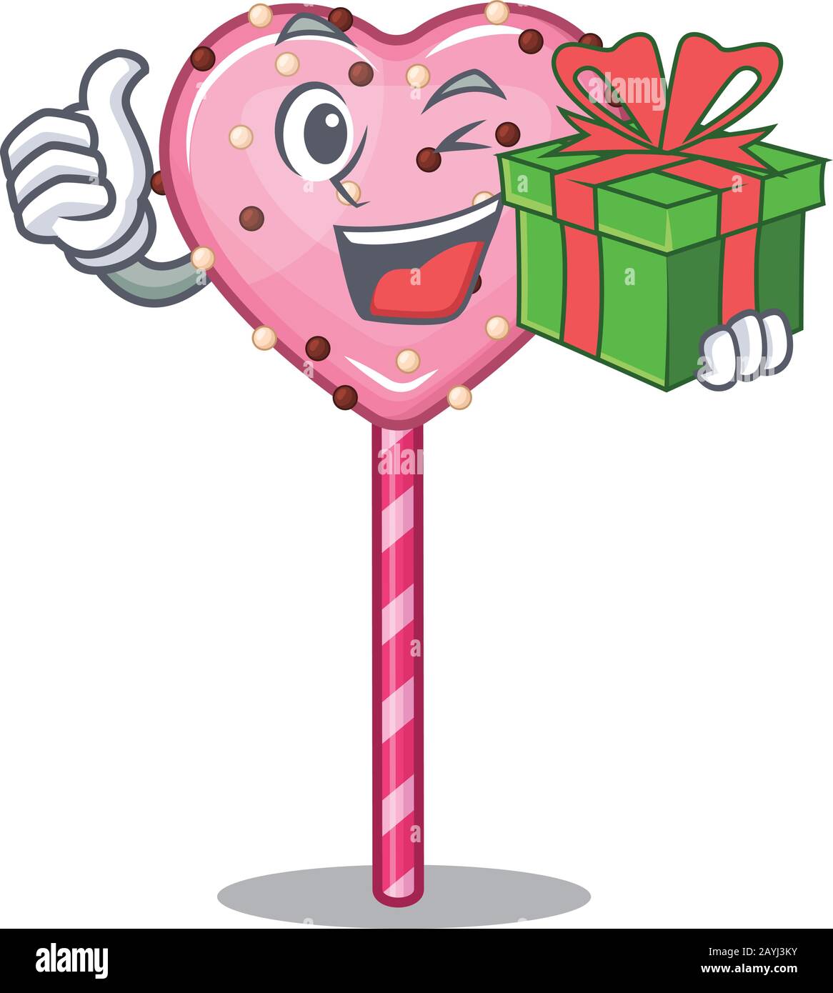 Happy candy heart lollipop character having a gift box Stock Vector ...