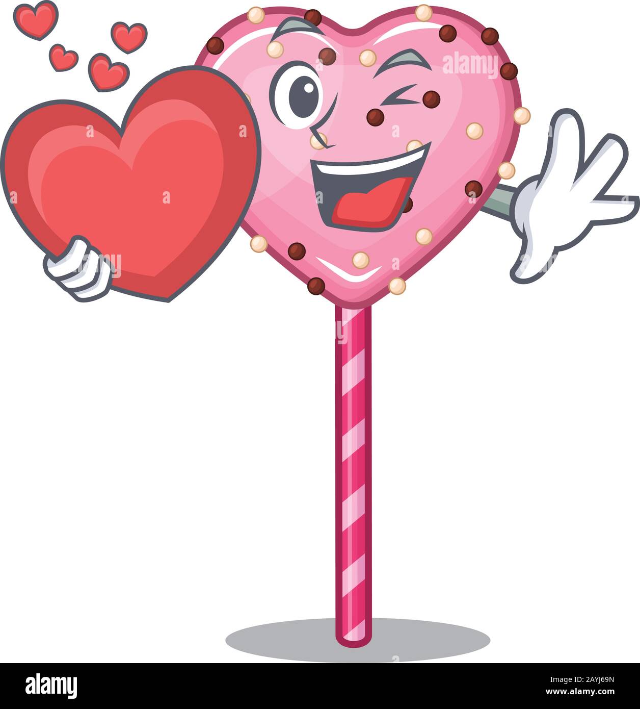Romantic candy heart lollipop cartoon picture holding a heart Stock ...