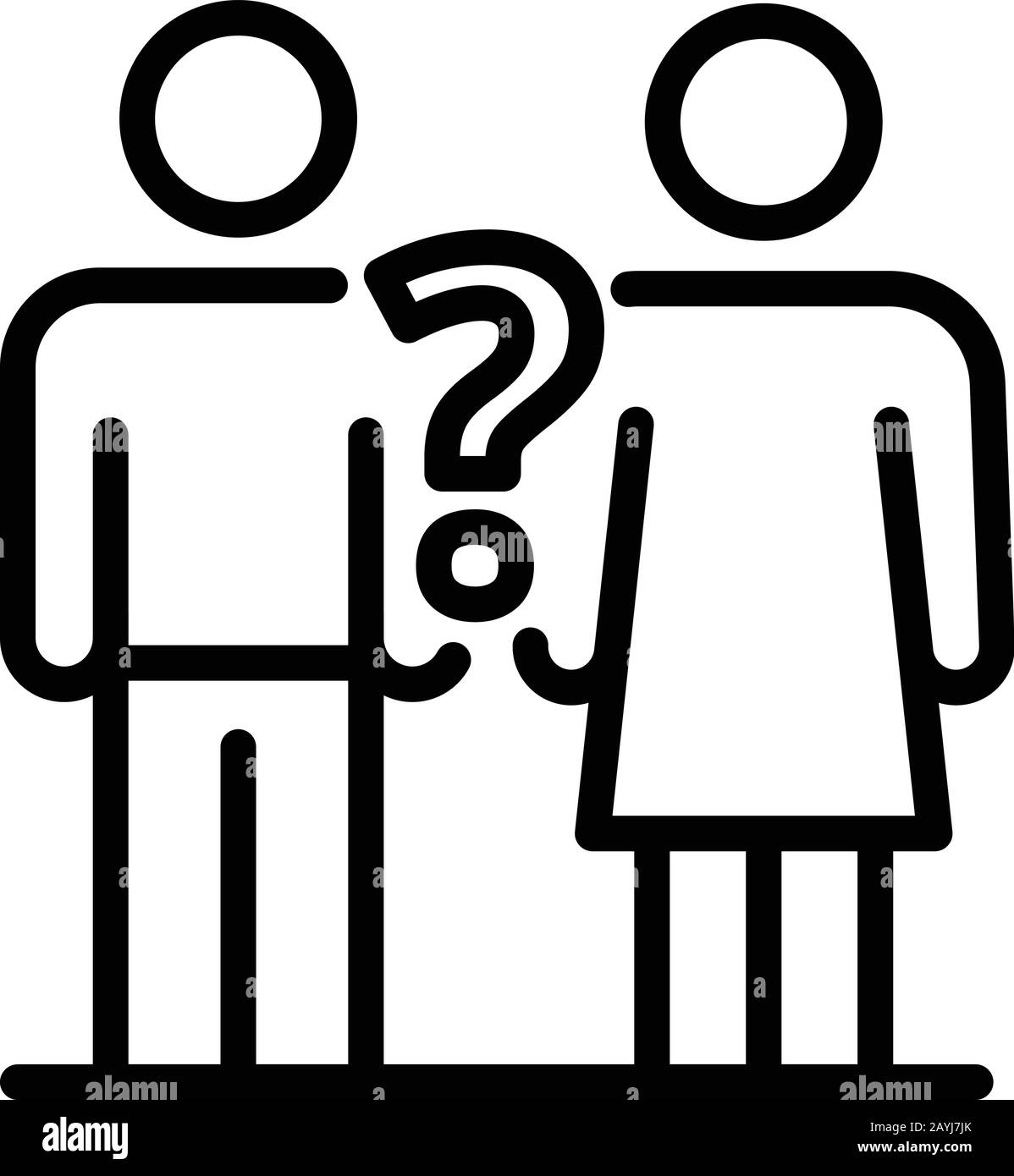 Couple divorce question icon. Outline couple divorce question vector ...