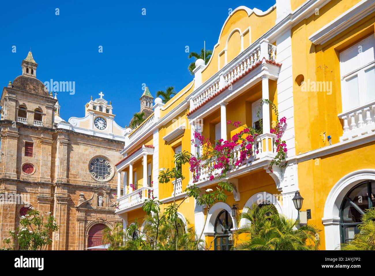 Famous colonial Cartagena Walled City (Cuidad Amurrallada) and its ...