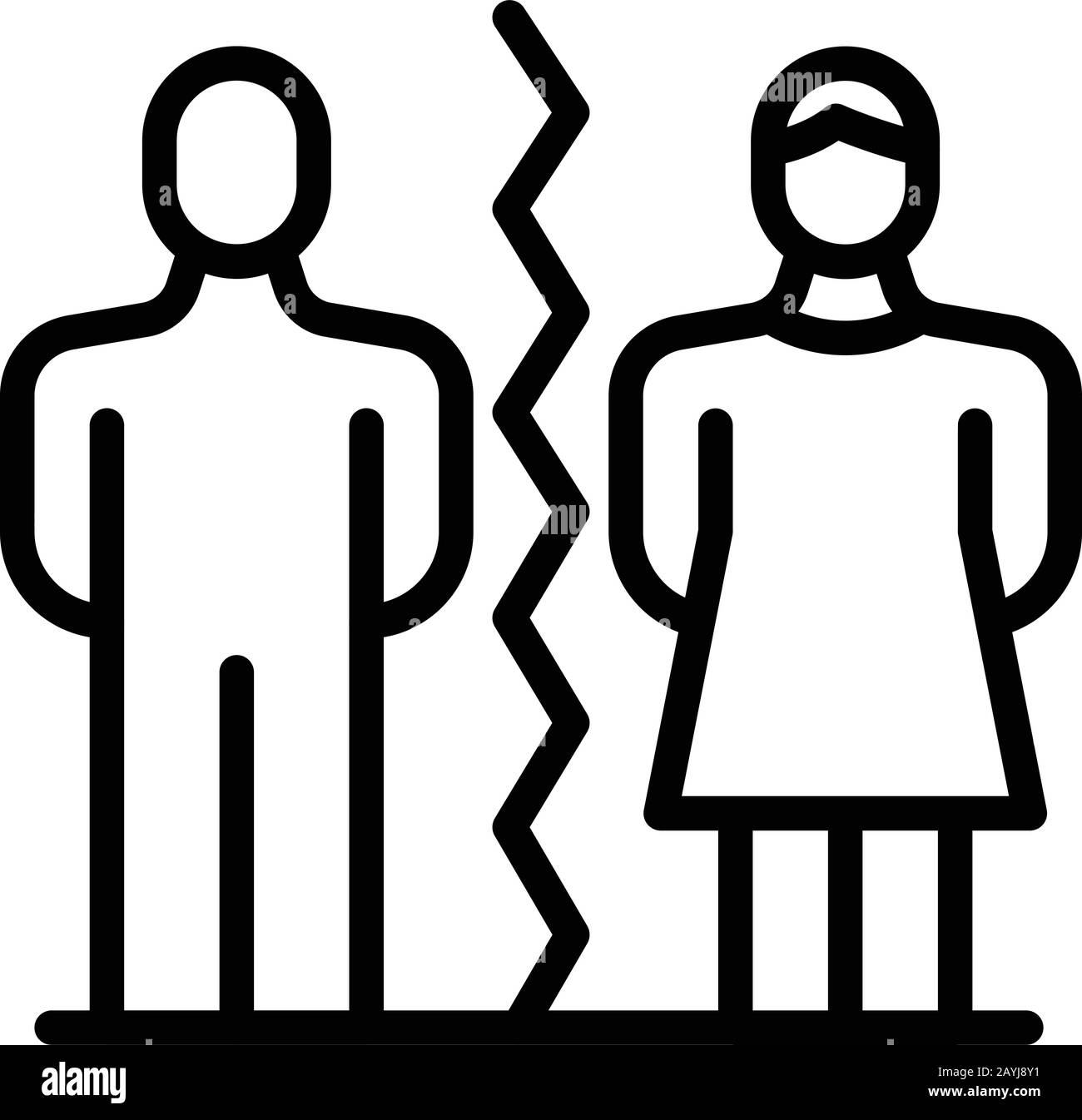 Divorce separation icon. Outline divorce separation vector icon for web ...