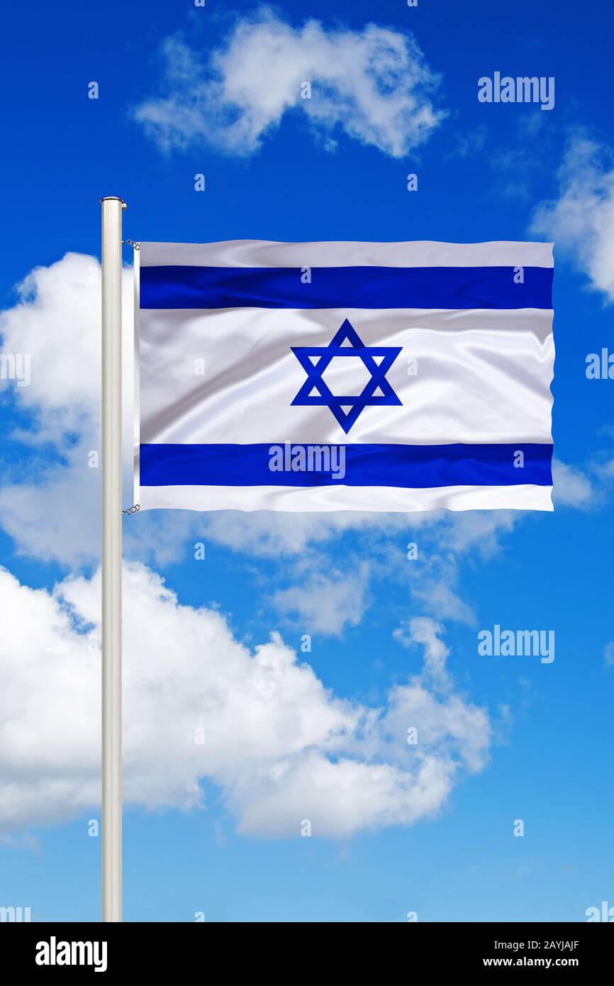 flag of Israel in front of blue cloudy sky, Israel Stock Photo - Alamy