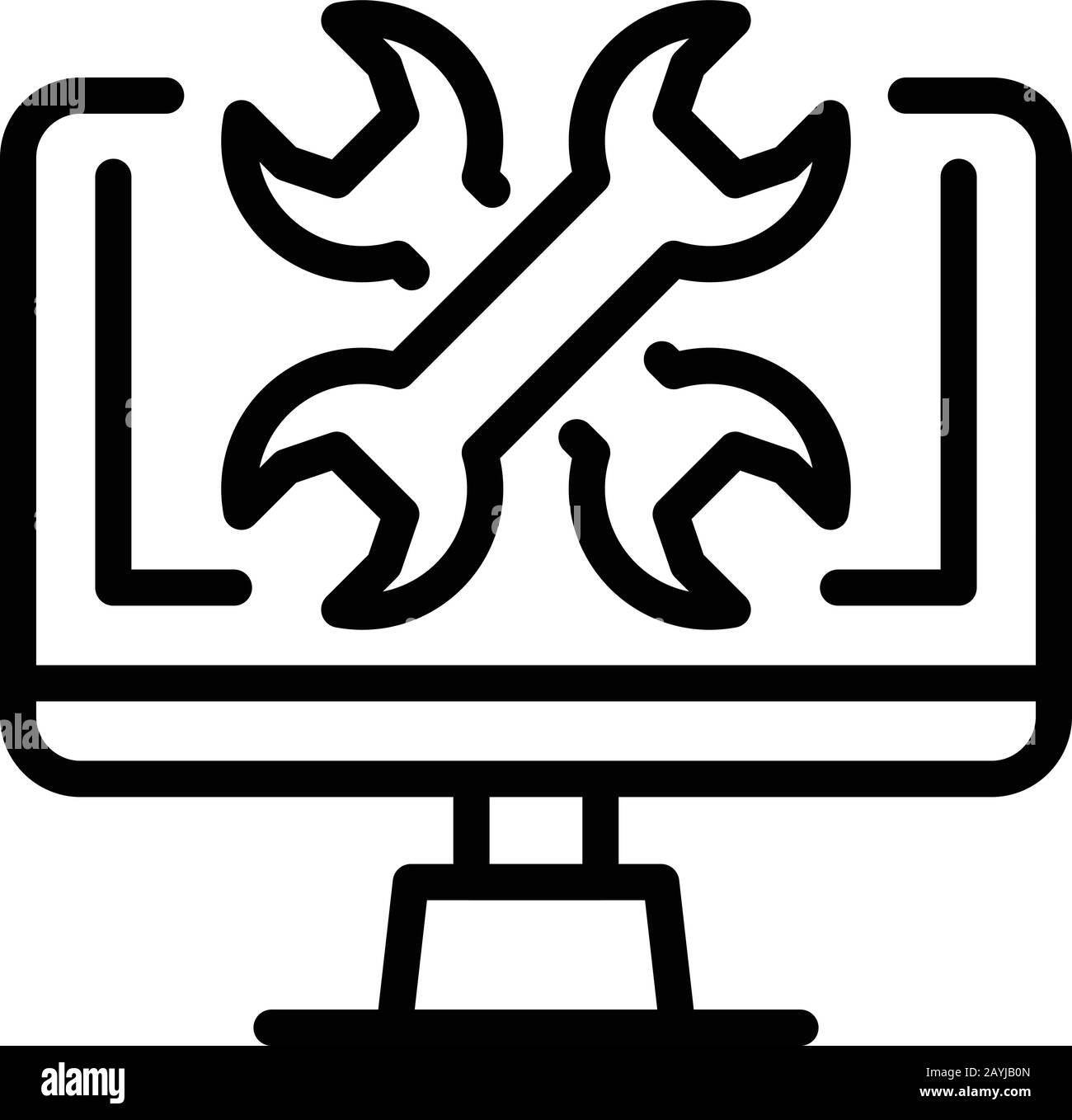 Monitor service center icon. Outline monitor service center vector icon ...