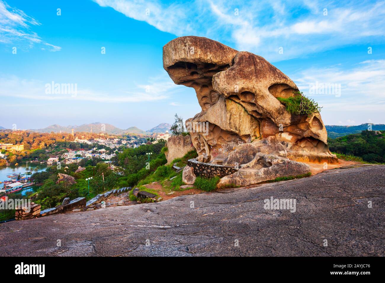 Toad rock on a hill in Mount Abu. Mount Abu is a hill station in ...